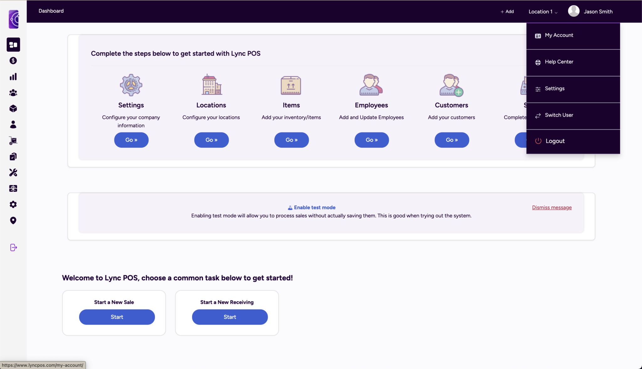 1) Account & Profile – LyncPOS